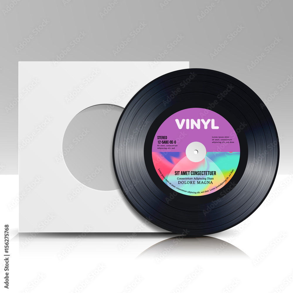 Vinyl Disc. Blank Isolated White Background. Realistic Empty Template ...