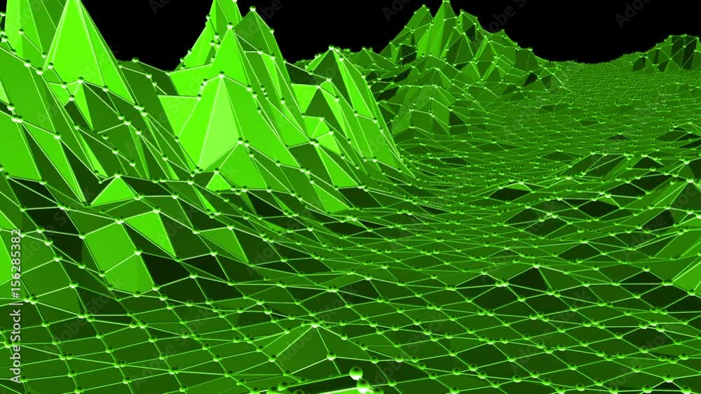 Green low poly background vibrating. Abstract low poly surface as ...