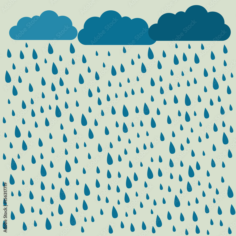 Rain. Vector image with clouds in wet day. Rain pattern. Rain ...