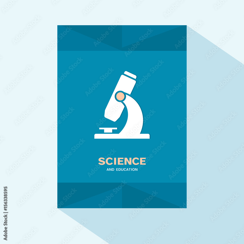 Flyer or brochure cover flat design with microscope icon Stock Vector ...
