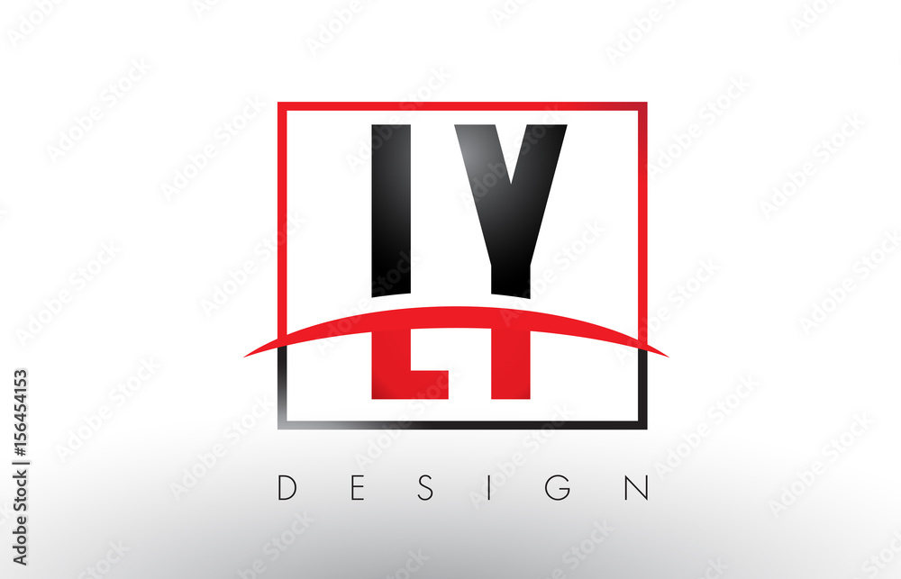 LY L Y Logo Letters with Red and Black Colors and Swoosh. Stock Vector ...