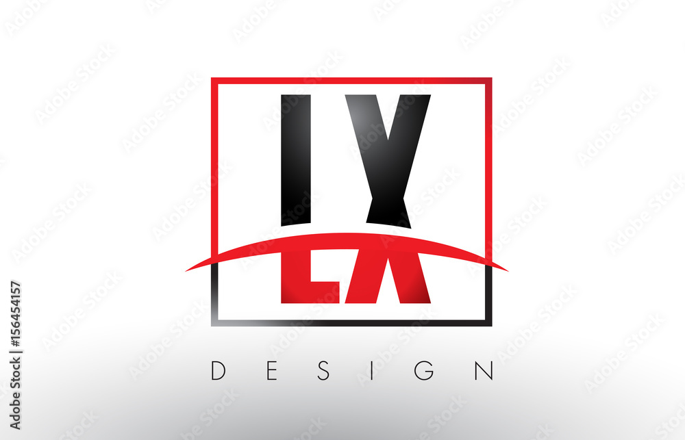 LX L X Logo Letters with Red and Black Colors and Swoosh. Stock Vector ...