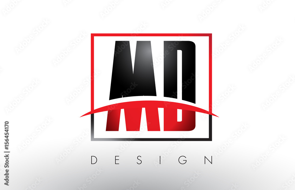 MD M D Logo Letters with Red and Black Colors and Swoosh. Stock Vector ...