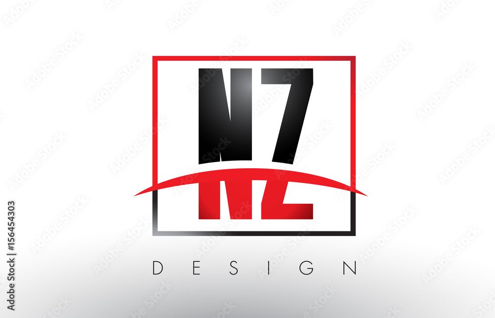 NZ N Z Logo Letters with Red and Black Colors and Swoosh. Stock Vector ...