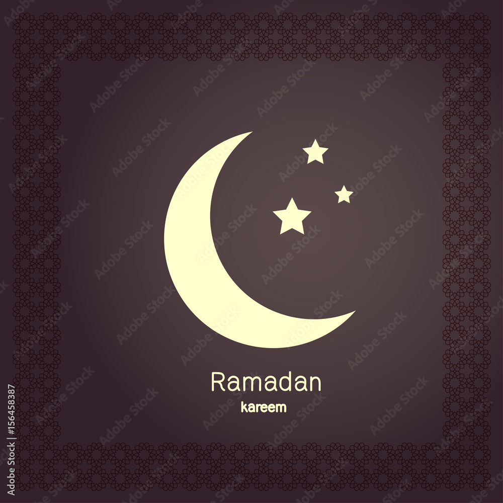 Ramadan Kerim, Eastern Arabic background with frame and white moon ...