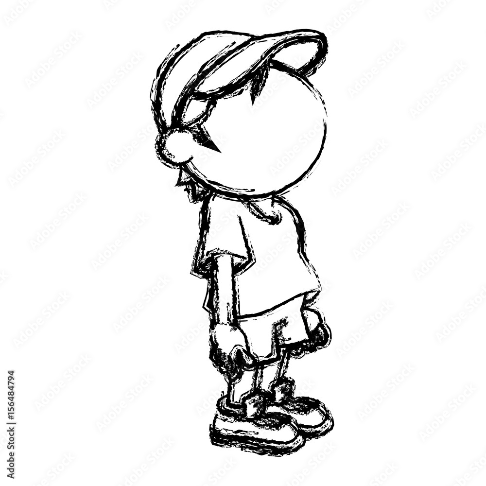 childhood boy no face standing funny vector illustration Stock Vector ...