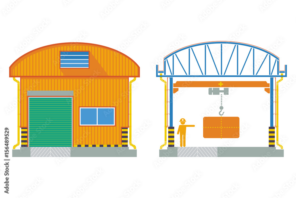 Warehouse building, cross section factory ,vector illustration Stock ...