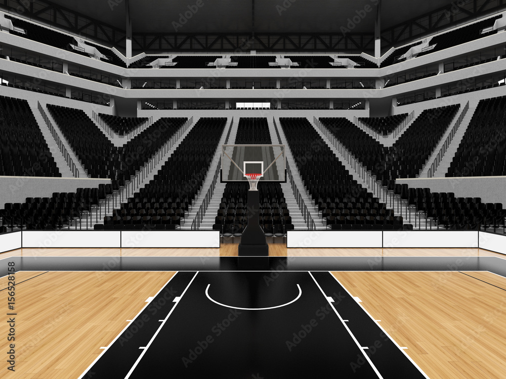 Beautiful modern sport arena for basketball with floodlights black ...