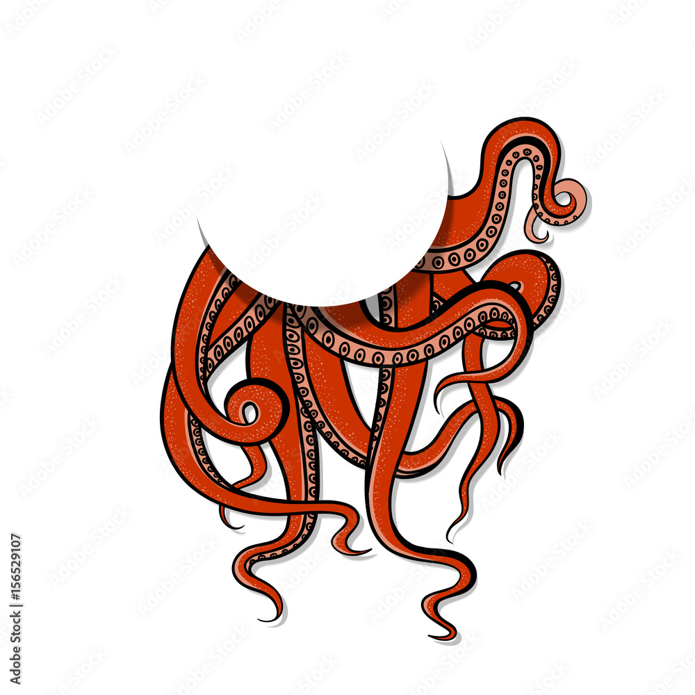 Vector illustration art red tentacles of the monster octopus. Drawing ...