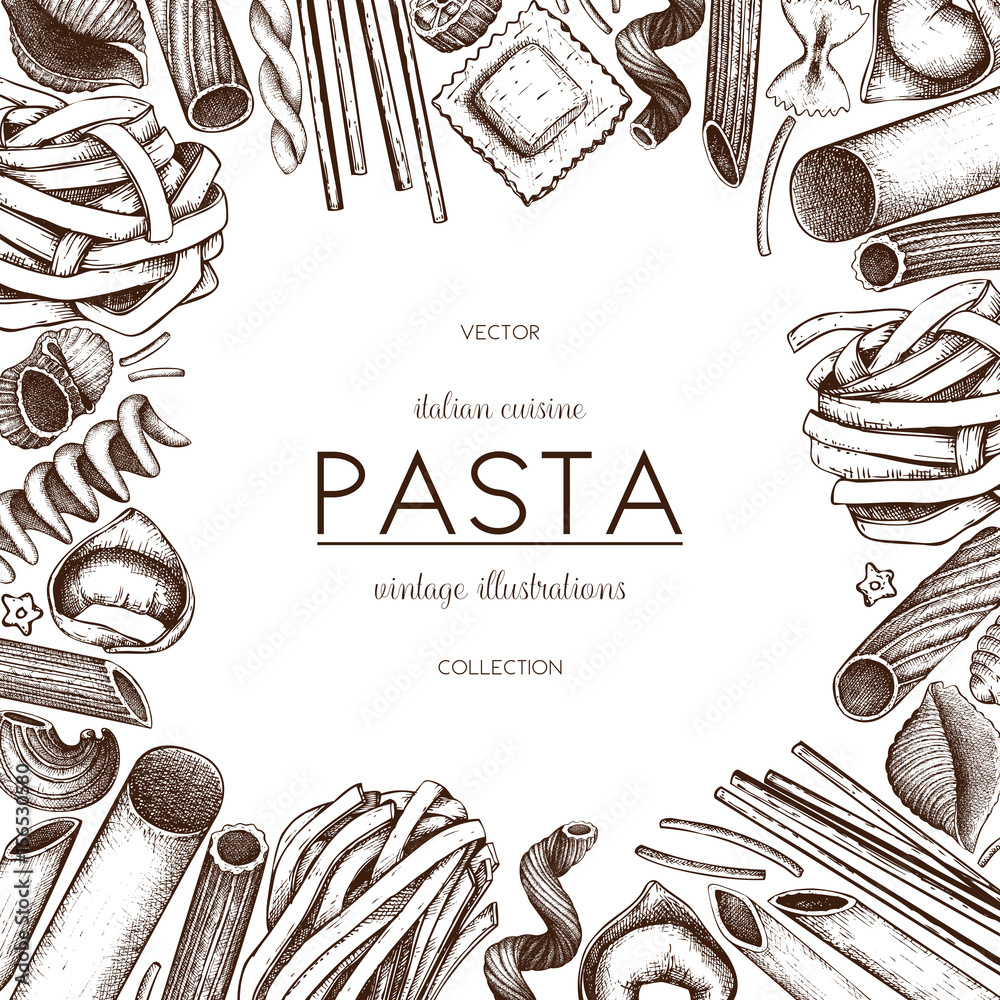 Vector menu template with Italian pasta. Stock Vector | Adobe Stock