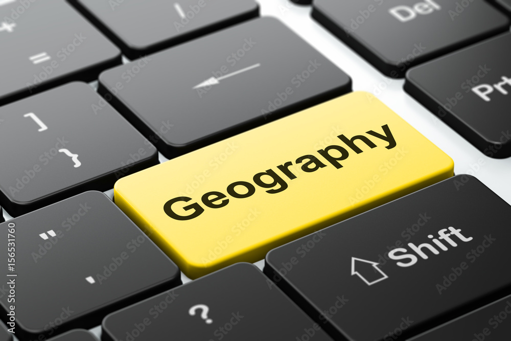 Learning concept: Geography on computer keyboard background Stock ...