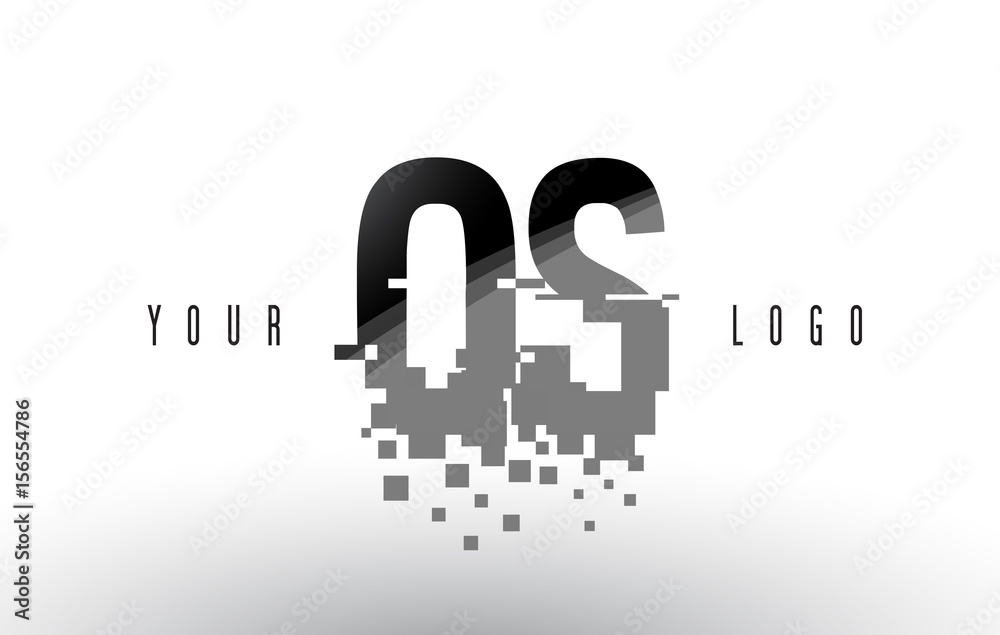 OS O S Pixel Letter Logo with Digital Shattered Black Squares Stock ...
