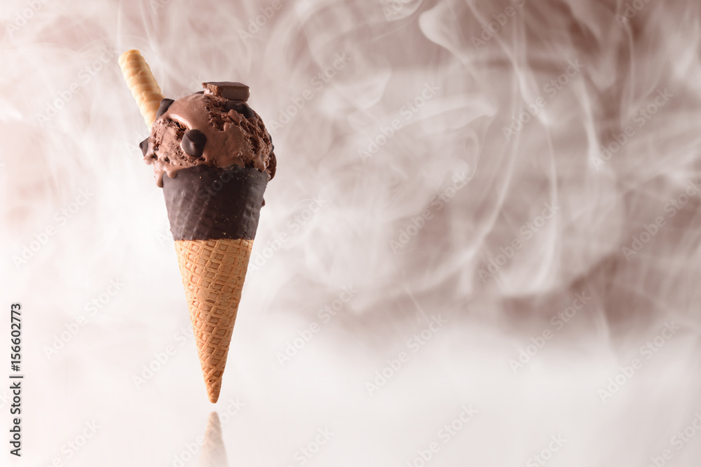 Ice cream cone flavored choco cold steam Stock Photo | Adobe Stock