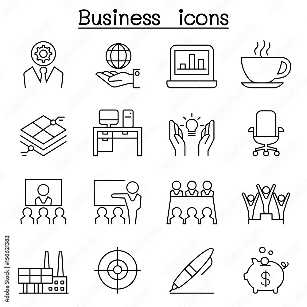 Business management icon set in thin line style Stock Vector | Adobe Stock