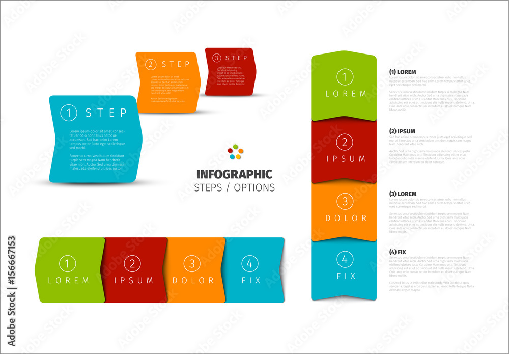 Colorful Three and Four Step Infographic Layouts Stock Template | Adobe ...