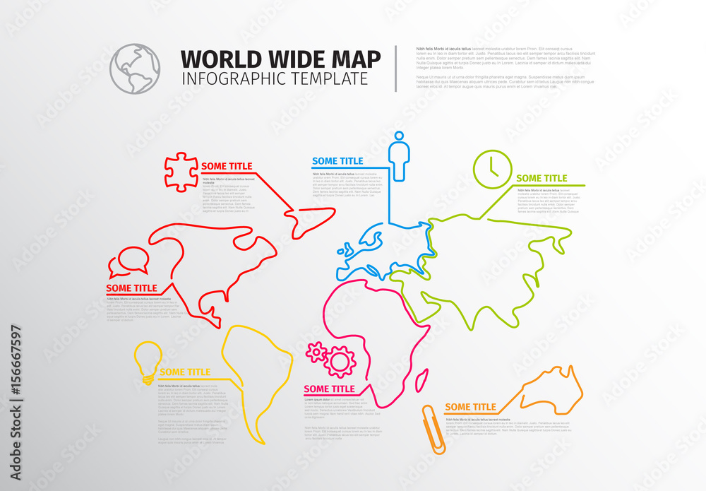 World Map Infographic Layout Stock Template | Adobe Stock