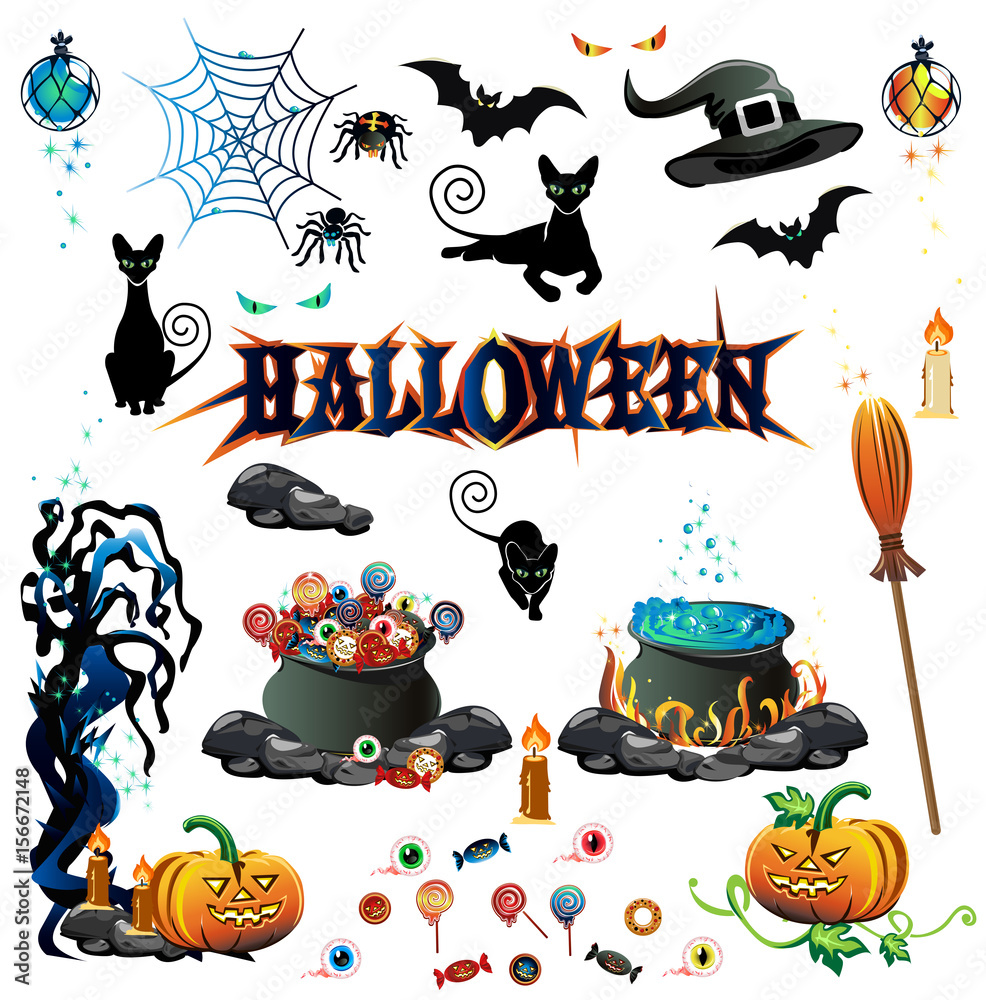 Halloween color set Stock Vector | Adobe Stock