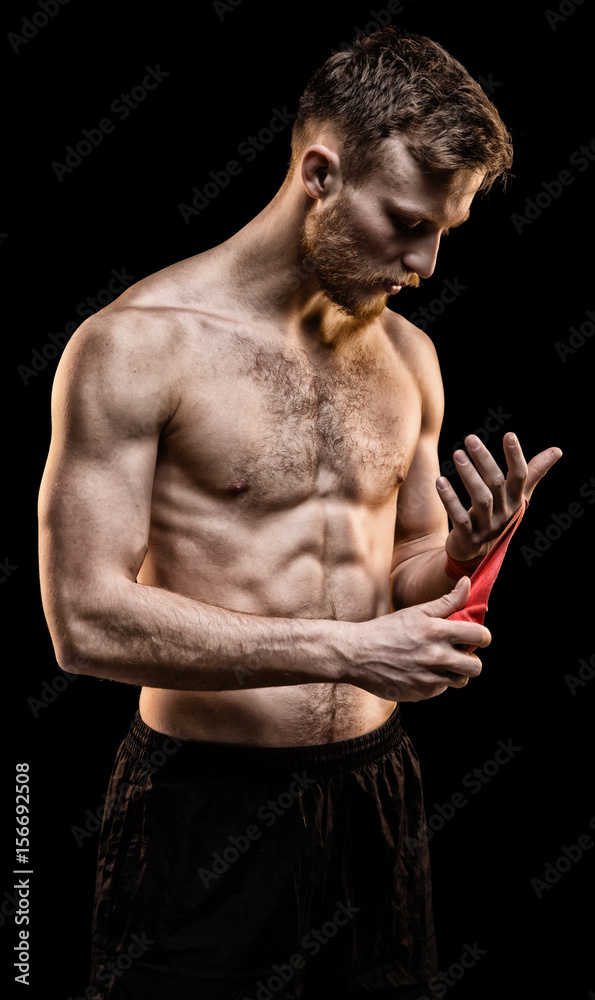 Fighter man with boxing bandages Stock Photo | Adobe Stock