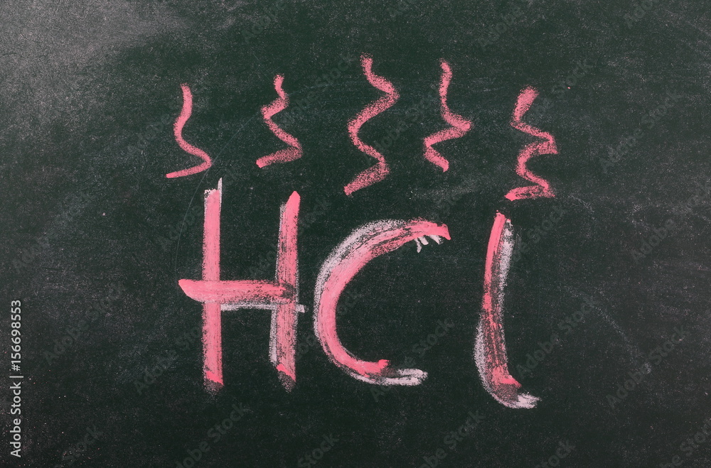 Hydrochloric acid symbol, hcl icon chalkboard, blackboard texture Stock ...