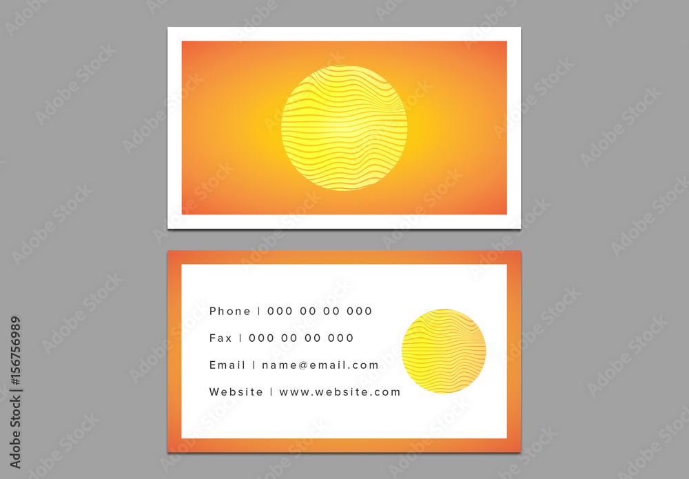 Business Card Layout with Abstract Sun Design Stock Template | Adobe Stock