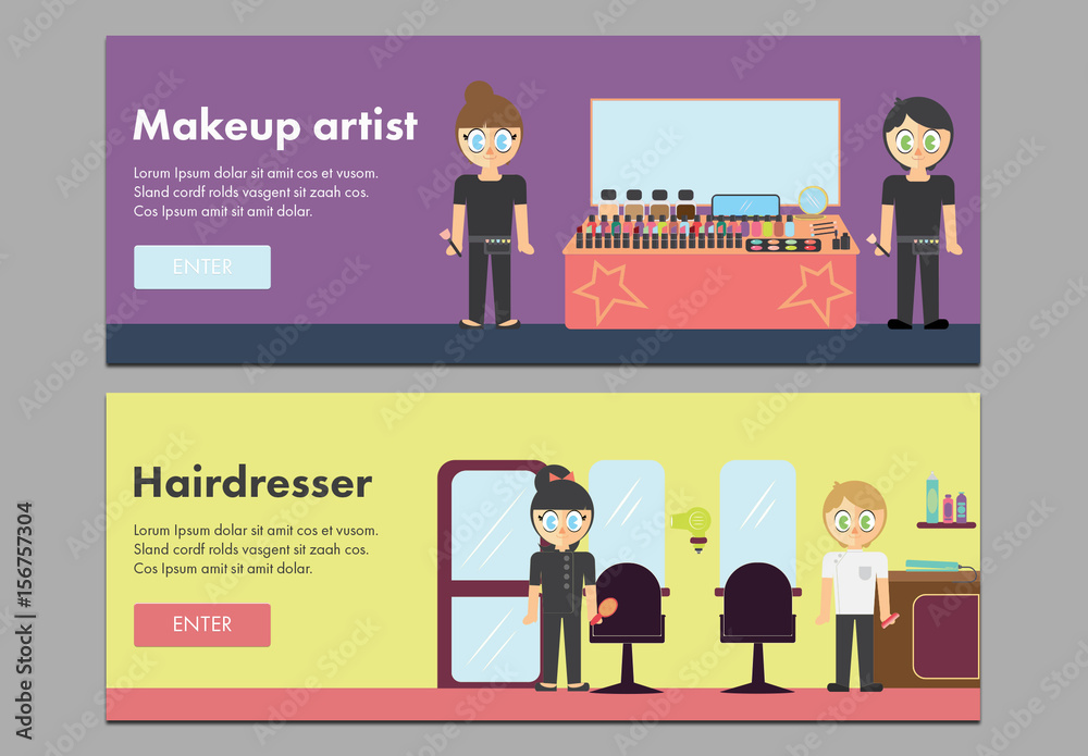 Two Cosmetology Web Banner Layouts Stock Template | Adobe Stock