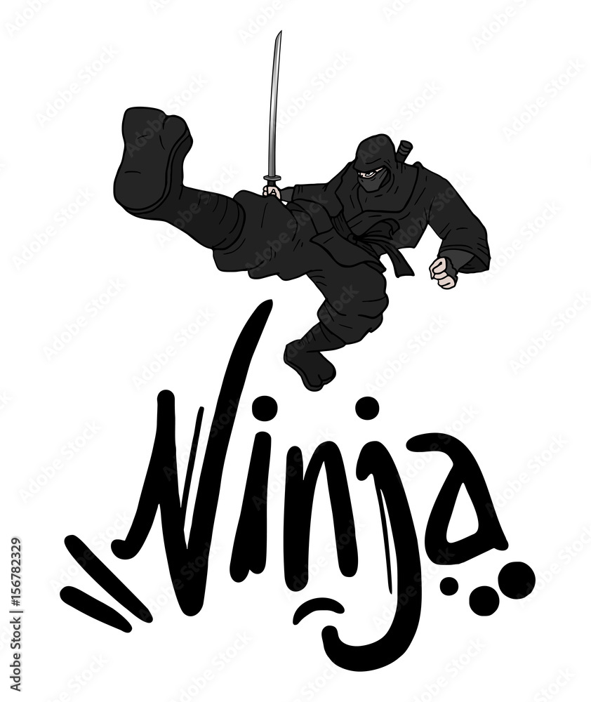 ninja draw Stock Vector | Adobe Stock