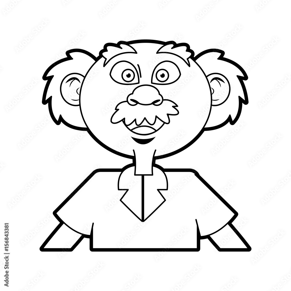 cartoon old professor man scientific with mustache bald vector ...