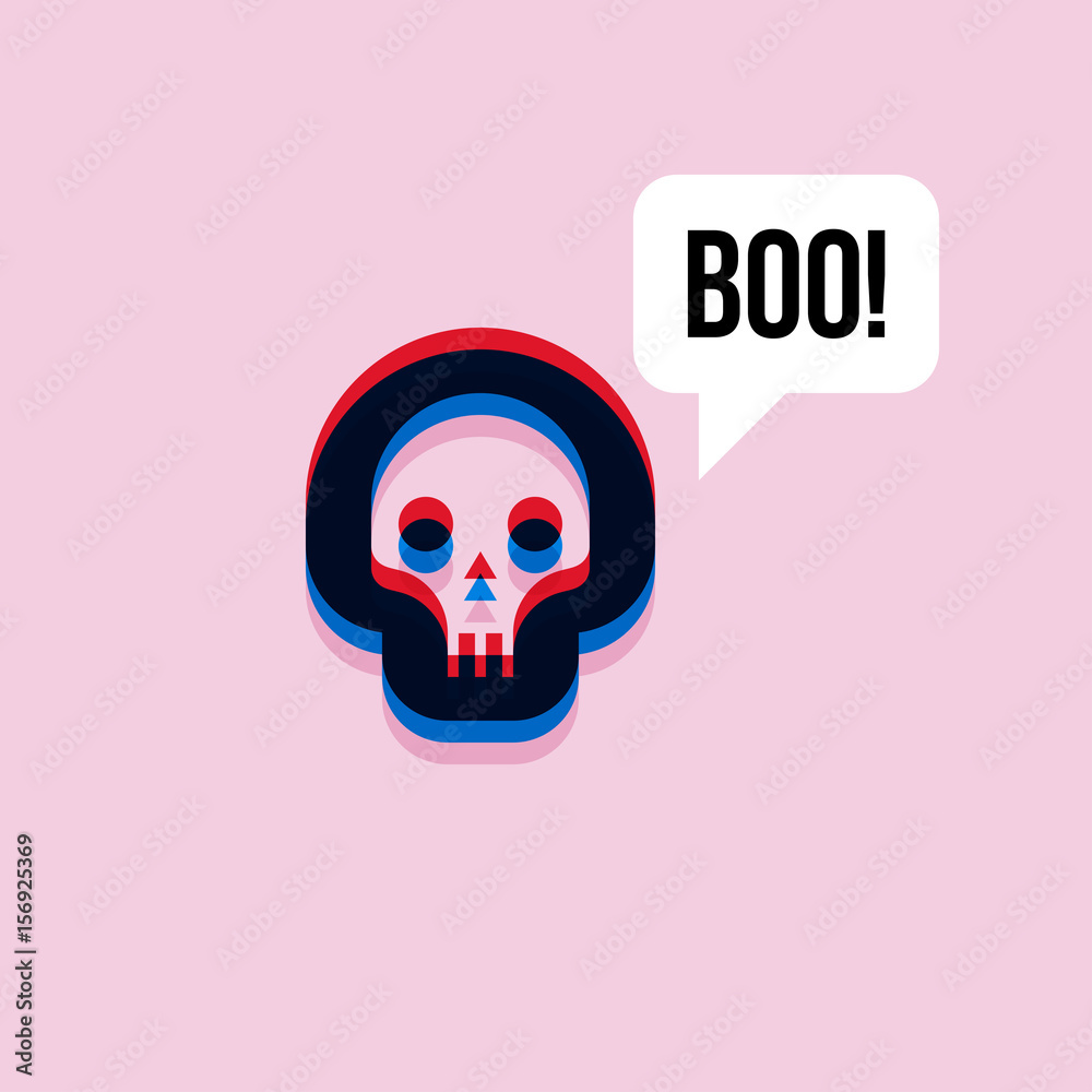 Skull saying boo. 3d effect character with expressive interjection in ...