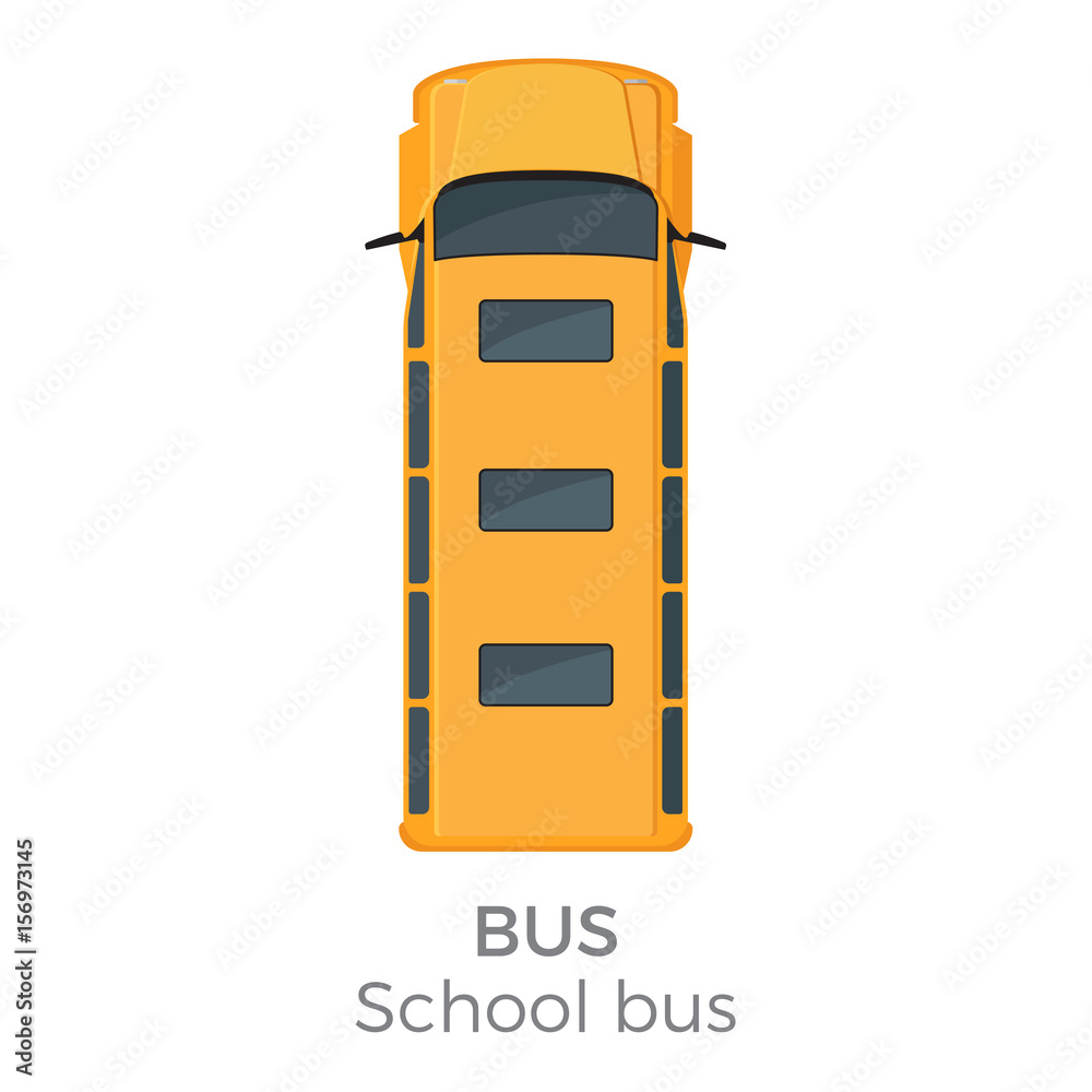 School Bus Icon Top View Flat Vector Illustration Stock Vector | Adobe ...