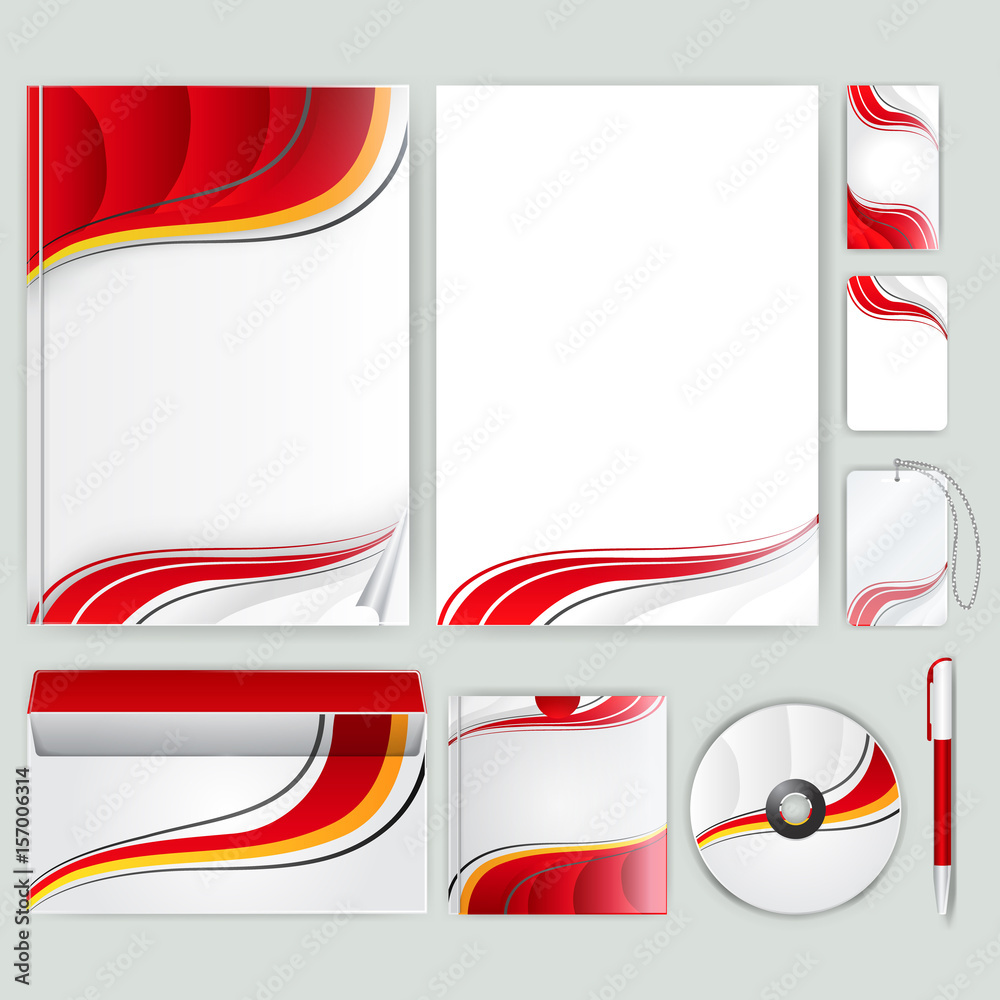 Corporate identity template with color elements. Vector company ...