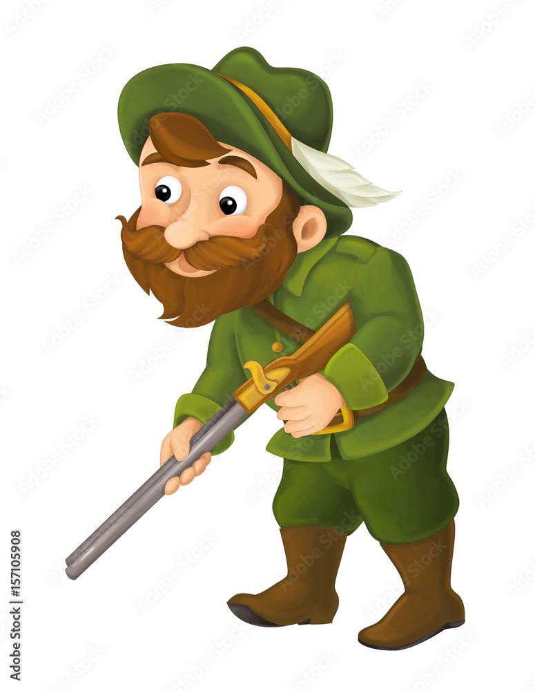 cartoon happy hunter illustration for children Stock Illustration ...