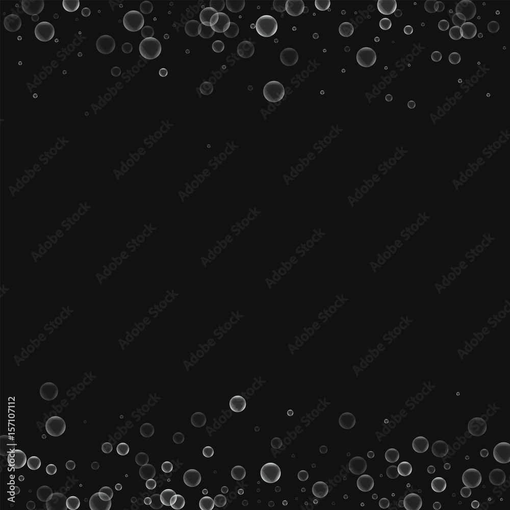 Soap bubbles. Borders with soap bubbles on black background. Vector ...