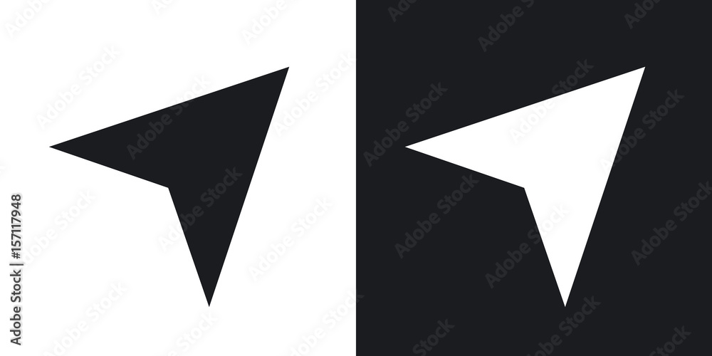 Vector navigation arrow icon. Two-tone version on black and white ...