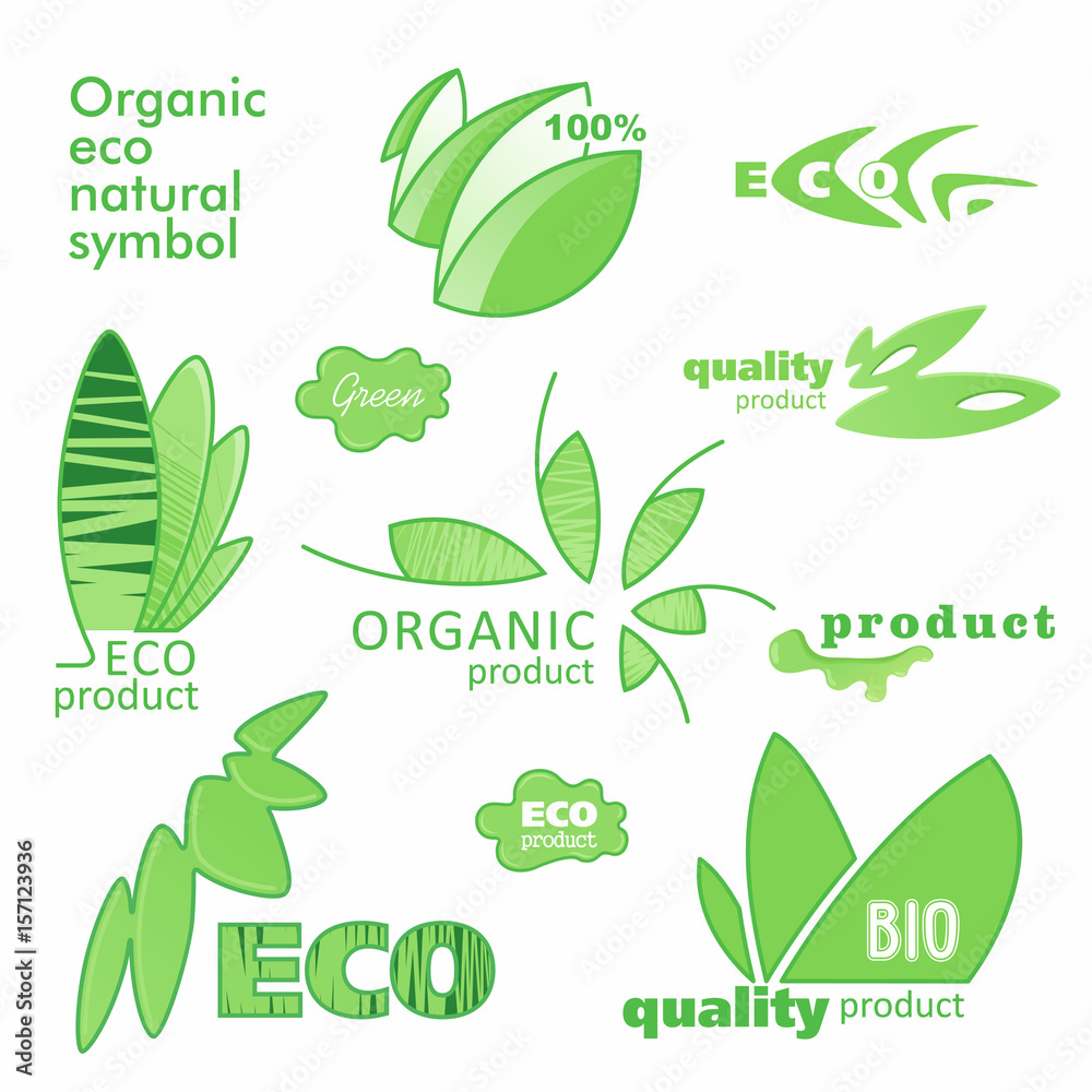 Eco logo. Vegan product icon design symbol. Green leaves in heart shape ...