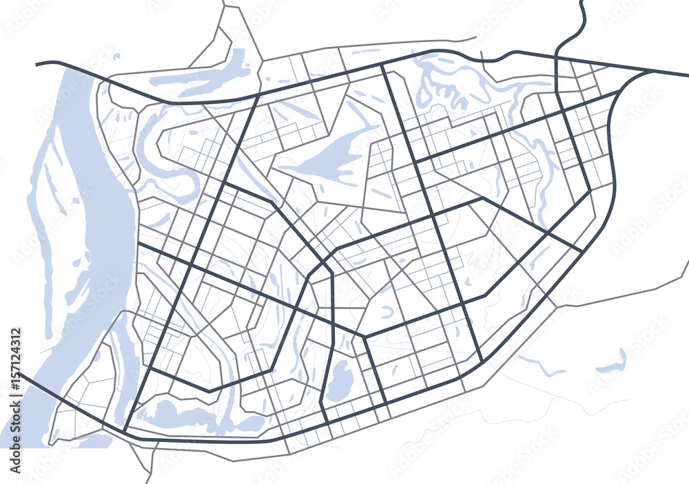 Abstract city map - town streets on the plan. Map of the fictitious ...
