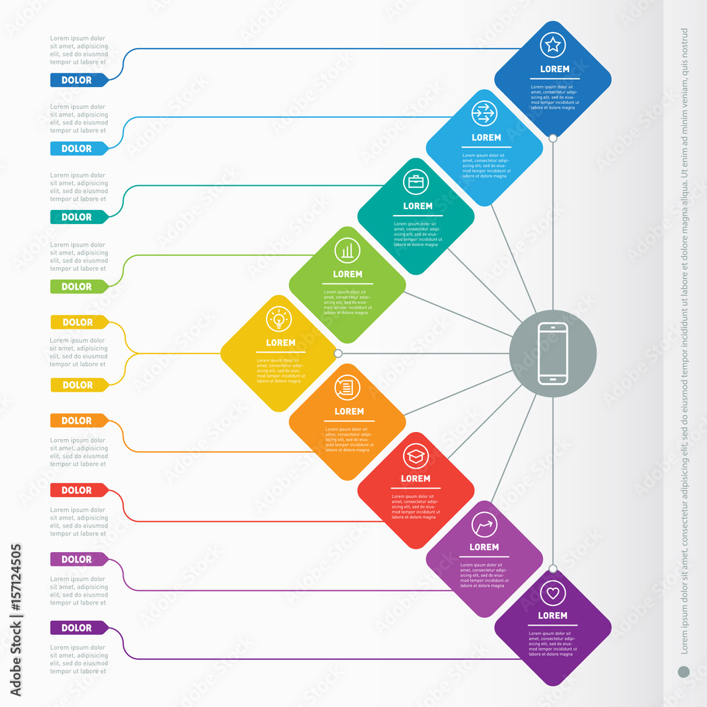 Business presentation concept with 9 options. Web Template of a info ...