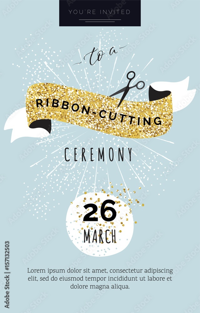 Cute invitation card You are invited to a ribbon-cutting ceremony ...