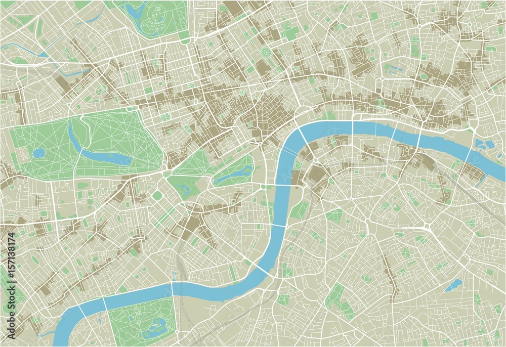 Vector city map of London with well organized separated layers. Stock ...