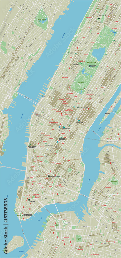 Vector city map of New York with well organized separated layers. Stock ...