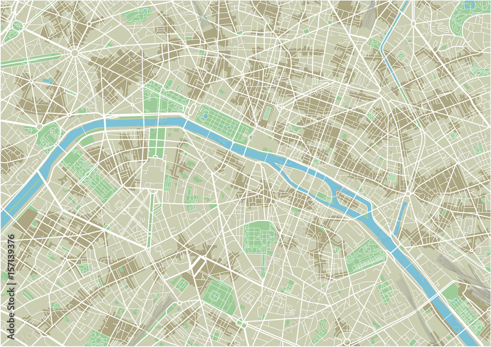 Vector city map of Paris with well organized separated layers. Stock ...