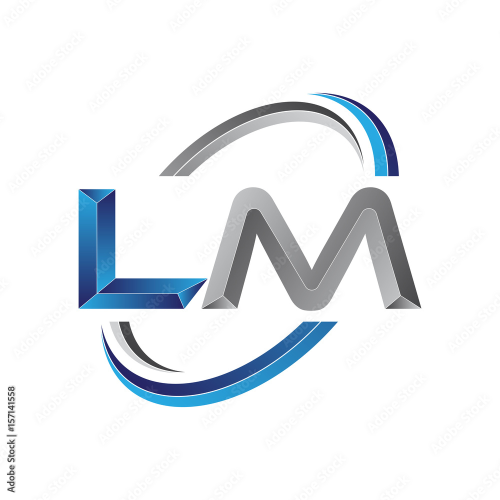 Simple initial letter logo modern swoosh LM Stock Vector | Adobe Stock
