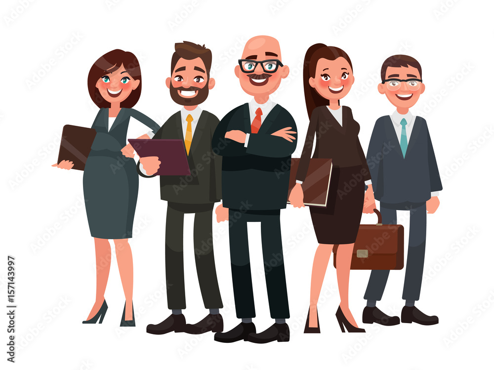 Business people are led by a leader. Vector illustration in cartoon ...