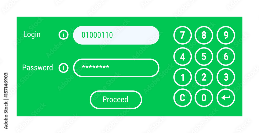 Bank login form. Access management. Software authentication ...