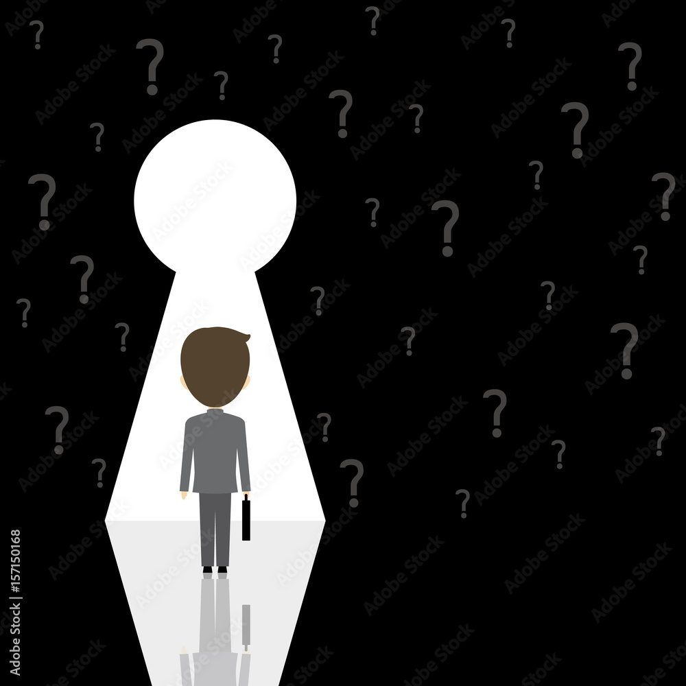 Vector business solution concept businessman walking to the door of ...