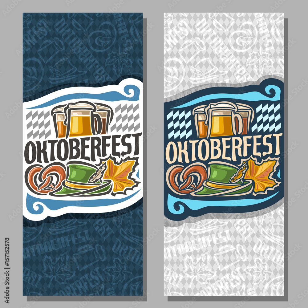 Vector vertical banners for Oktoberfest: 2 invite ticket on fest party ...