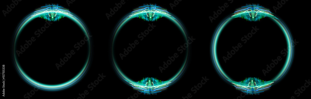 Abstract Background Three design of ring light with luminous swirling ...