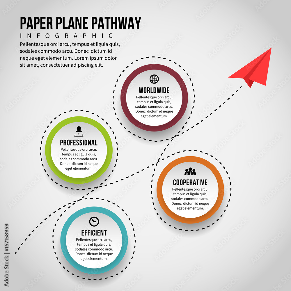 Paper Plane Pathway Infographic Stock Vector | Adobe Stock