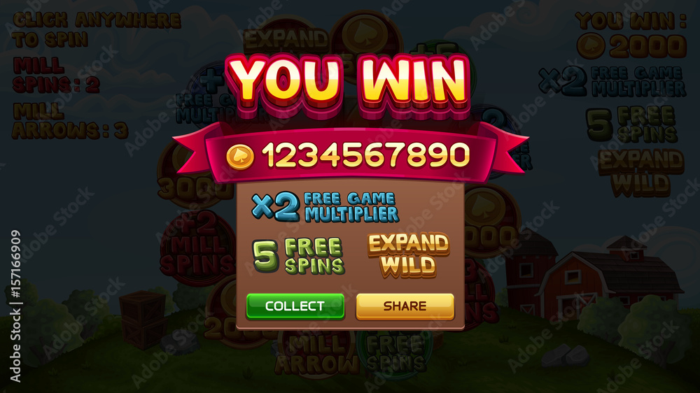 You win screen for game. Vector illustration Stock Vector | Adobe Stock