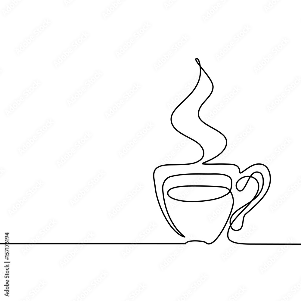 Continuous line drawing of cup of coffee. Vector illustration Stock ...