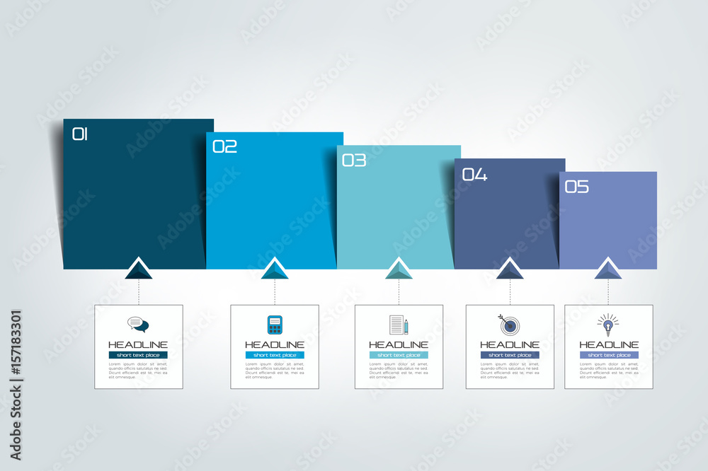 Five steps chart, template, scheme, tab. Vector illustration. Stock ...